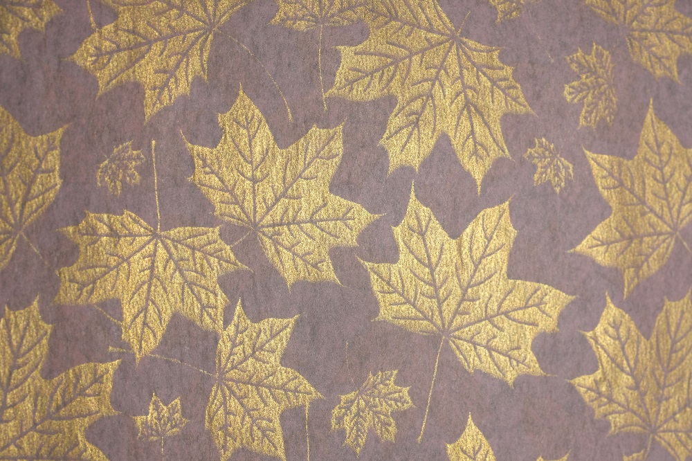 Colored Tissue Paper Metallic Maple Leaves Gold - Margono Paper